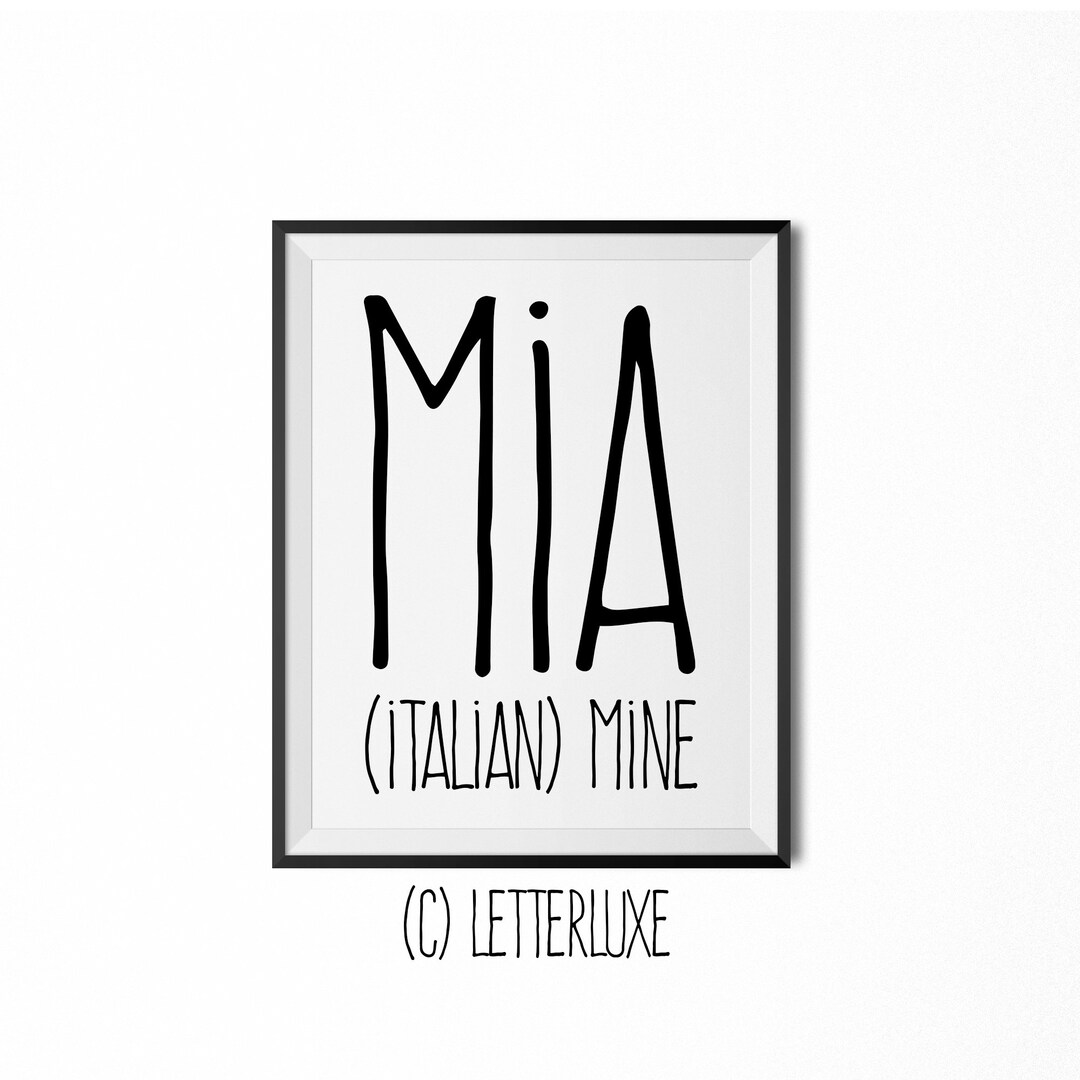 Mia Name Meaning Art, Mia Gift, Printable Baby Shower Gift, Nursery ...
