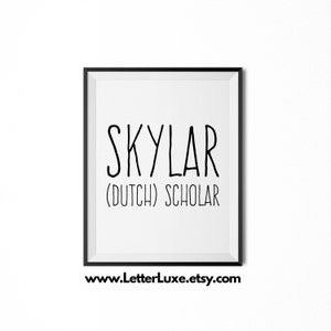 Skylar Name Meaning Art, Skylar Gift, Printable Baby Shower Gift ...