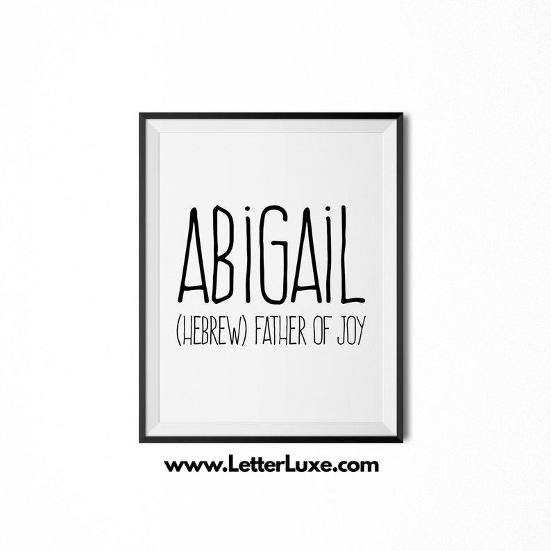 Abigail Name Meaning Art, Abigail Printable Baby Shower Gift, Nursery ...