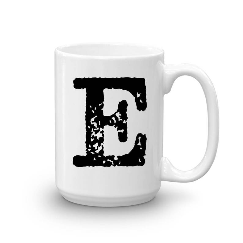 Initial Mug, Letter E, 15oz Ceramic Cup, Co-worker Gift Mug, Right ...