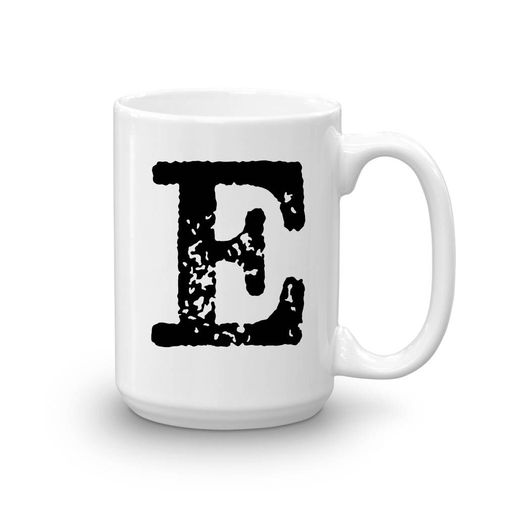 Initial Mug, Letter E, 15oz Ceramic Cup, Co-worker Gift Mug, Right ...