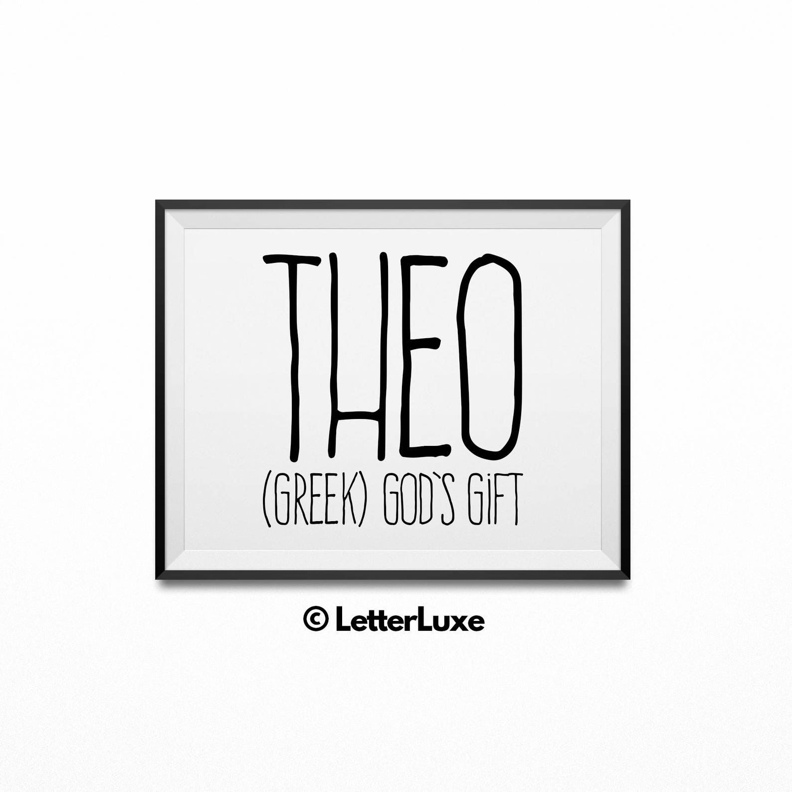 Theo Name Meaning, Theo Gift, Landscape Printable, Theo Baby Shower ...