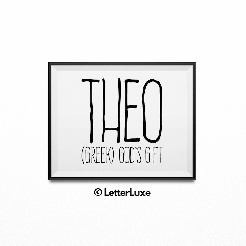 Theo Name Meaning, Theo Gift, Landscape Printable, Theo Baby Shower ...