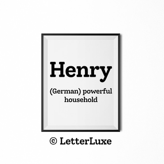 Henry Name Meaning Sign Henry Printable Baby Shower Gift | Etsy