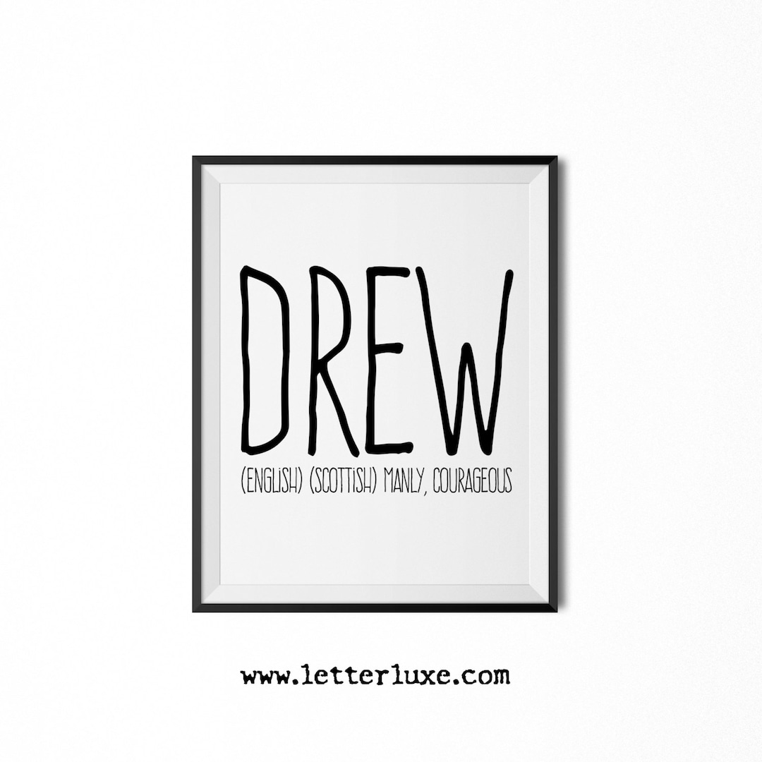 Drew Name Meaning Art, Drew Gift, Printable Baby Shower Gift, Nursery ...