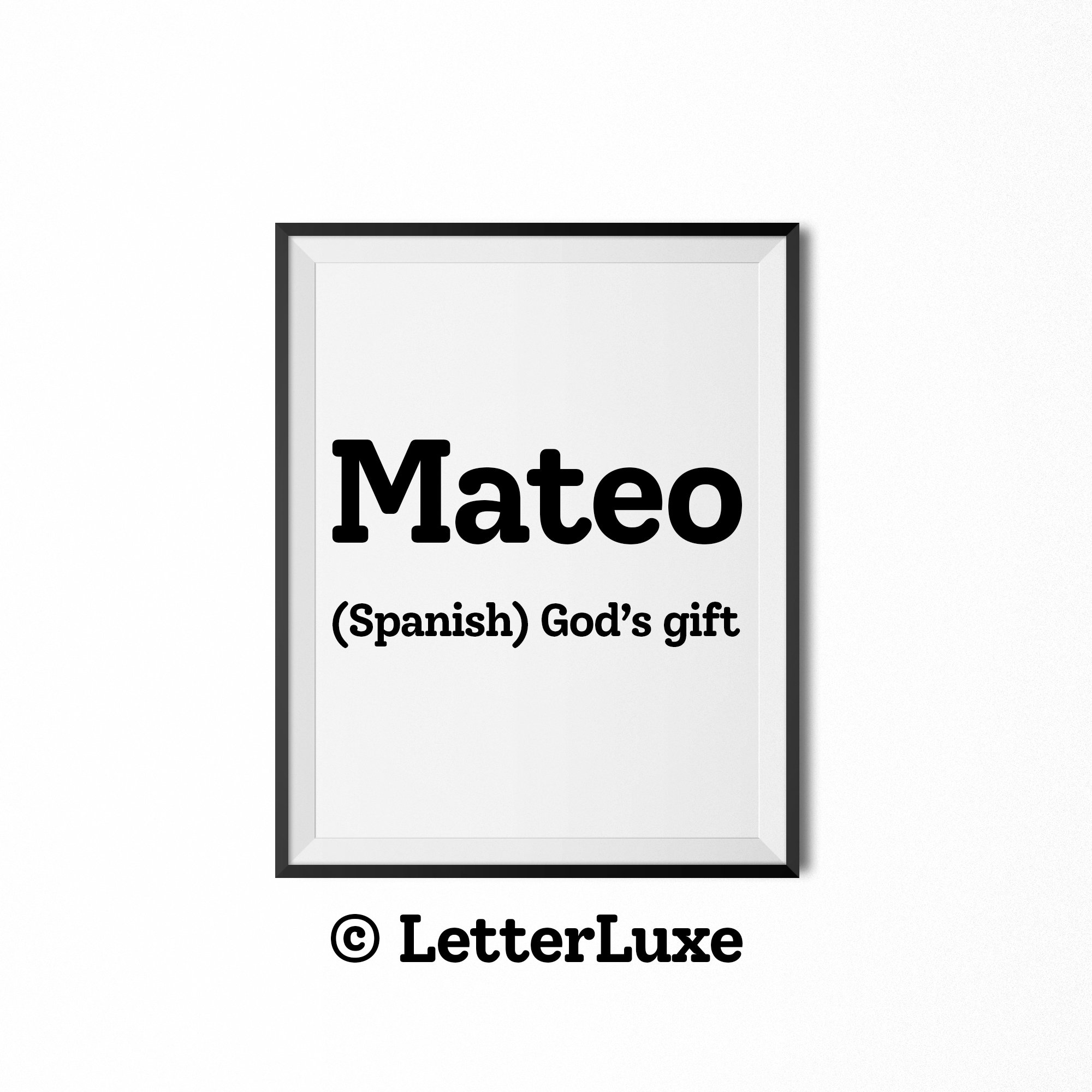 Mateo Nom Signification Signe, Mateo Printable Baby Shower Gift ...