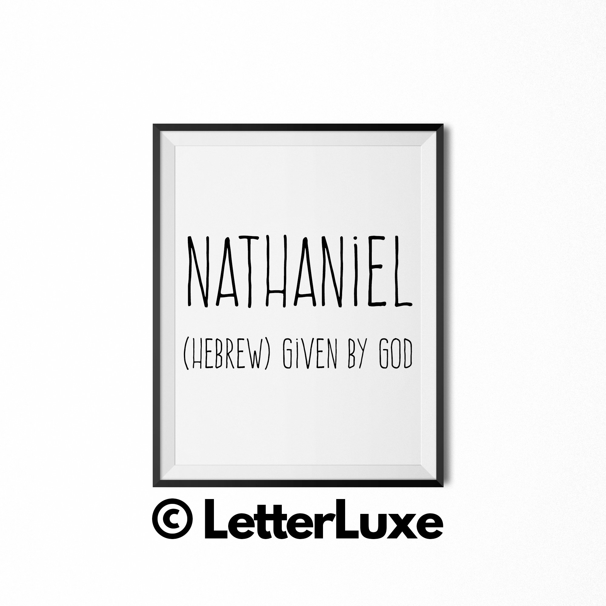 Nathaniel /nathanael Printable Kids Gift, Nate Name Meaning Art, Baby ...