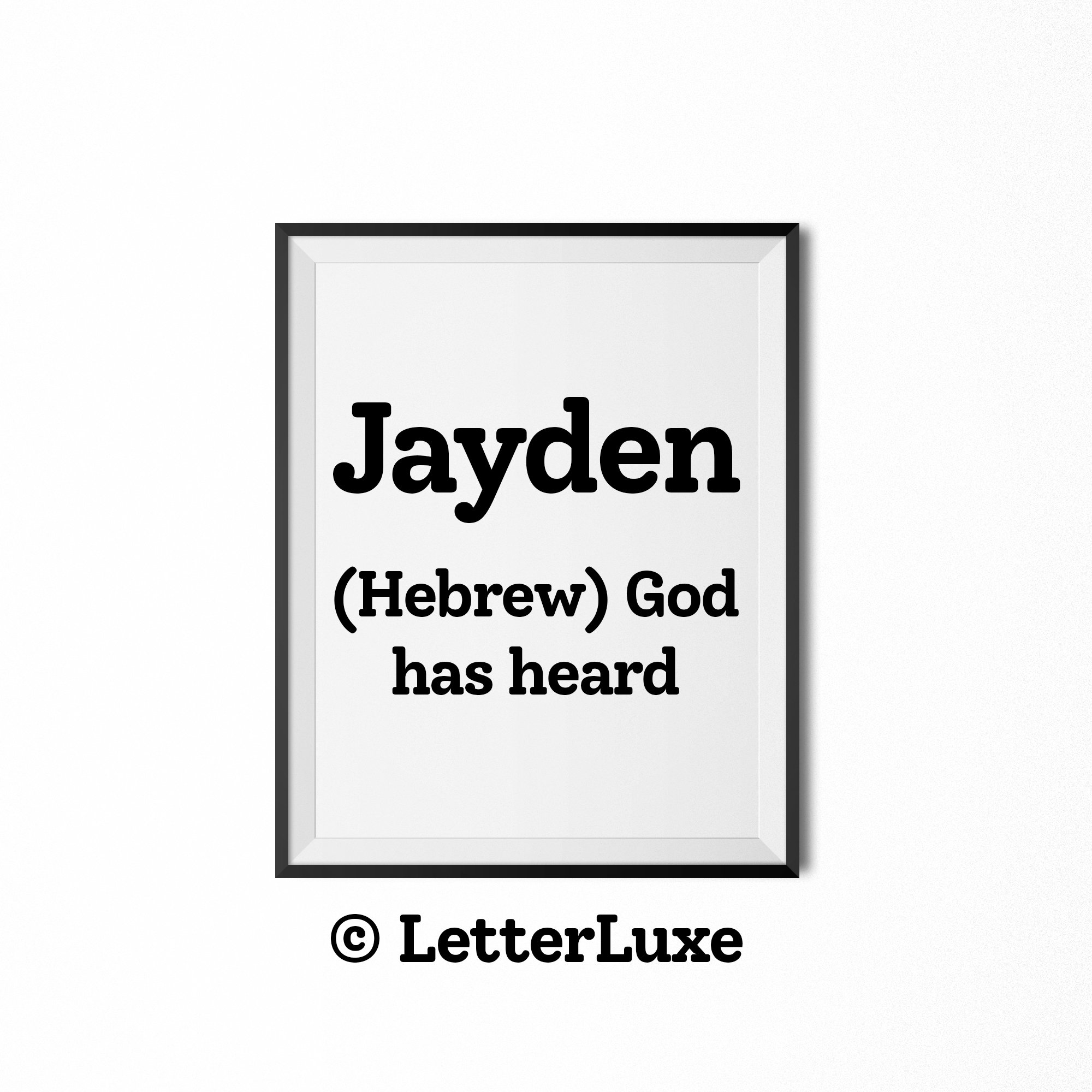 Jayden Name Meaning Sign, Printable Baby Shower Gift, Birthday ...
