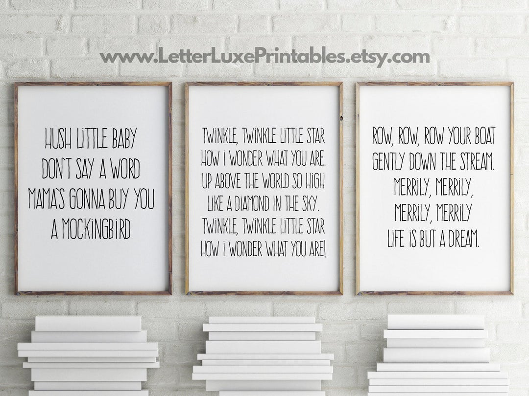 Lullaby Lyric Gift Set for Baby, Nursery Decor, Baby Shower, Typography ...