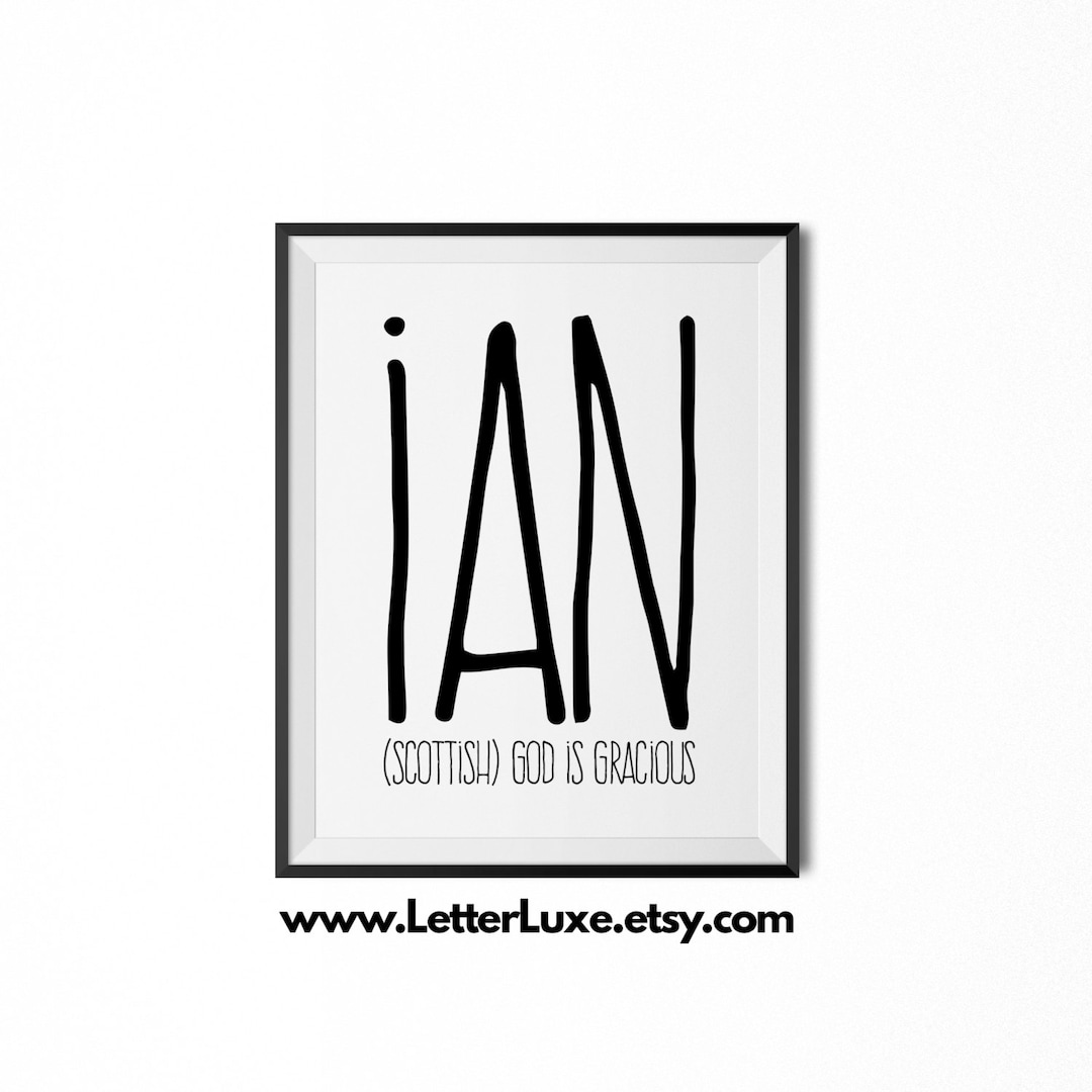 Ian Name Meaning Art, Ian Gift, Ian Printable Baby Shower Gift, Nursery ...