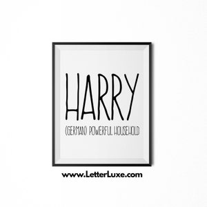 Harry Name Meaning Art Harry Gift Printable Baby Shower | Etsy