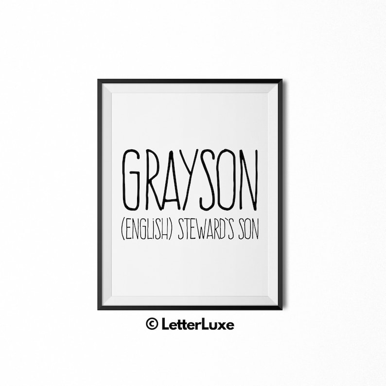 Grayson Printable Kids Gift, Grayson Gift, Name Meaning Art, Baby ...