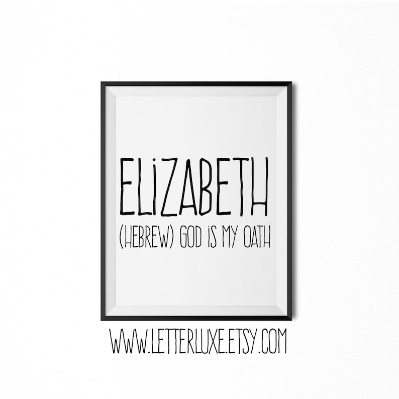 Elizabeth Name Meaning Art, Elizabeth Printable Baby Shower Gift ...