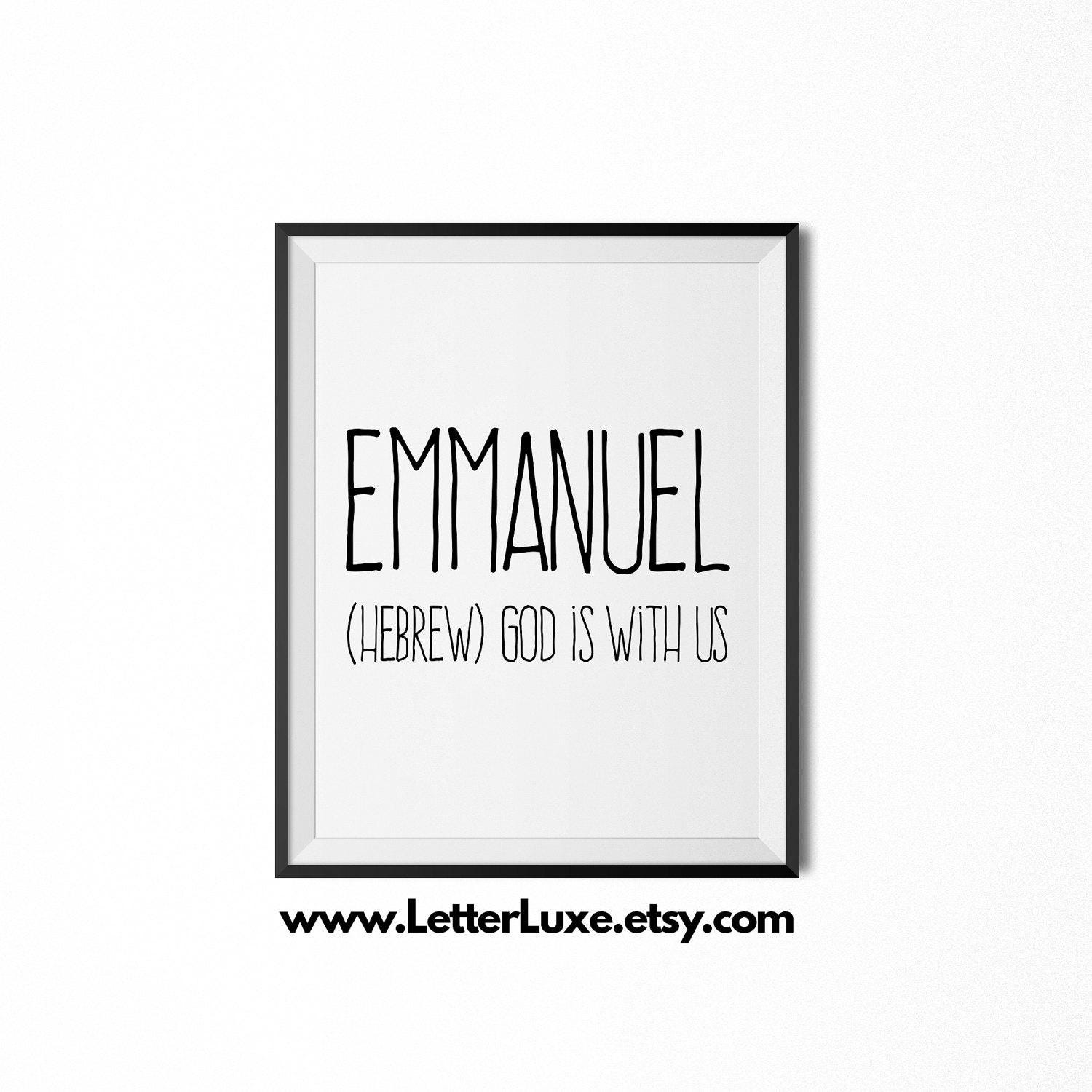 Emmanuel Name Meaning Art, Emmanuel Printable Baby Shower Gift, Nursery ...