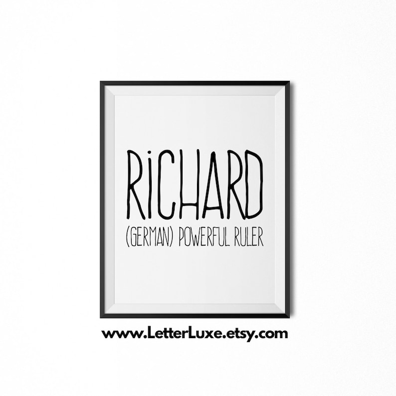 Richard Printable Kids Gift, Richard Name Meaning Art, Baby Shower Gift ...