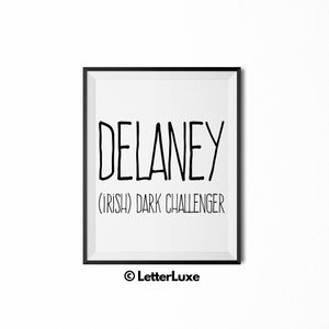Delaney Name Meaning Art, Delaney Gift, 1st Birthday Gift, Nursery ...
