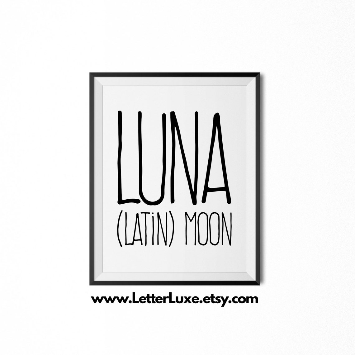 Luna Name Meaning Art, Luna Gift, Printable Baby Shower Gift, Nursery ...