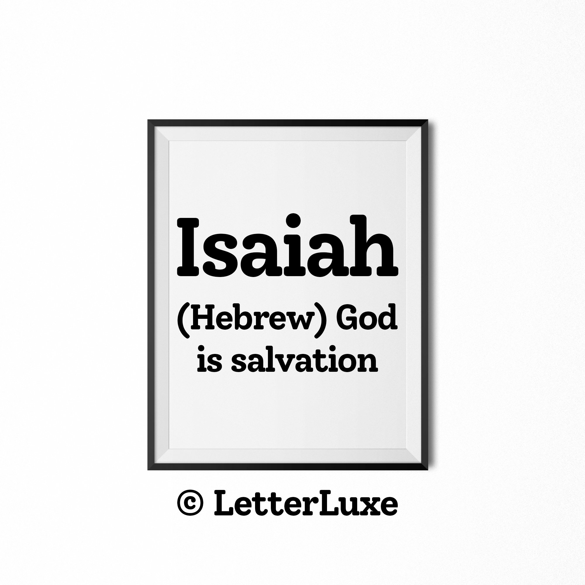 Isaiah Name Meaning Sign, Isaiah Gift, Printable Baby Shower Gift ...