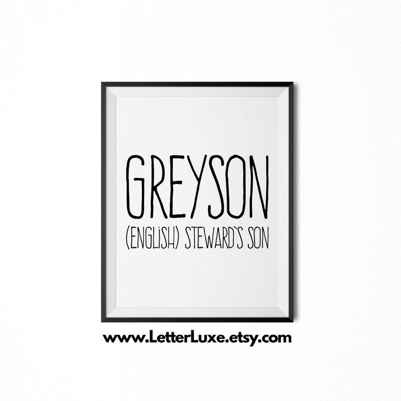Greyson Printable Kids Gift, Name Meaning Art, Baby Shower Gift ...