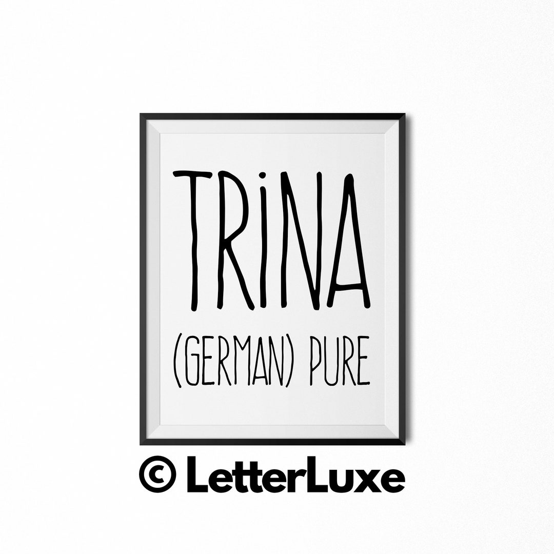 Trina Name Meaning Art, Trina Gift, Printable Adoption Gift, Nursery ...