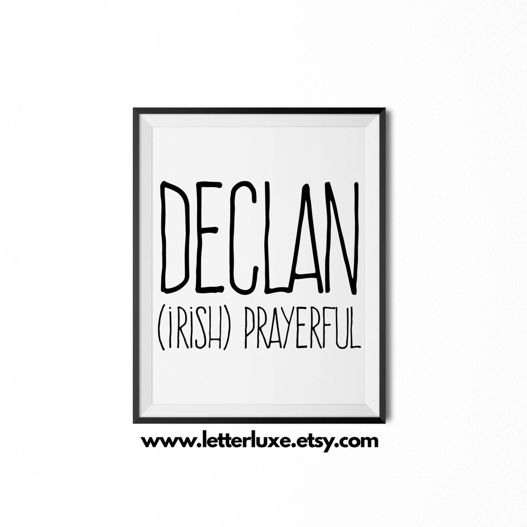 Declan Name Meaning, Declan Printable Nursery Art, Christian Baby ...