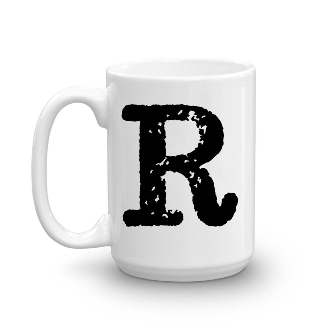 Initial Mug, Letter R, 15oz Ceramic Cup, Boss Gift Mug, Right-handed or ...