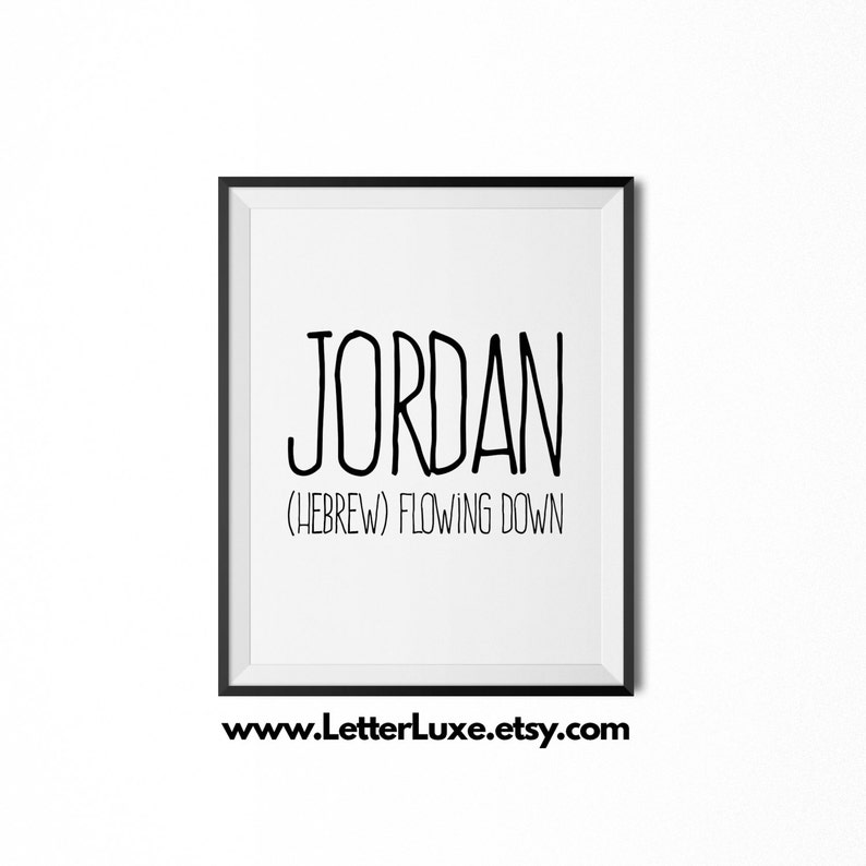 Jordan Name Meaning Art, Jordan Gift, Printable Baby Shower Gift ...