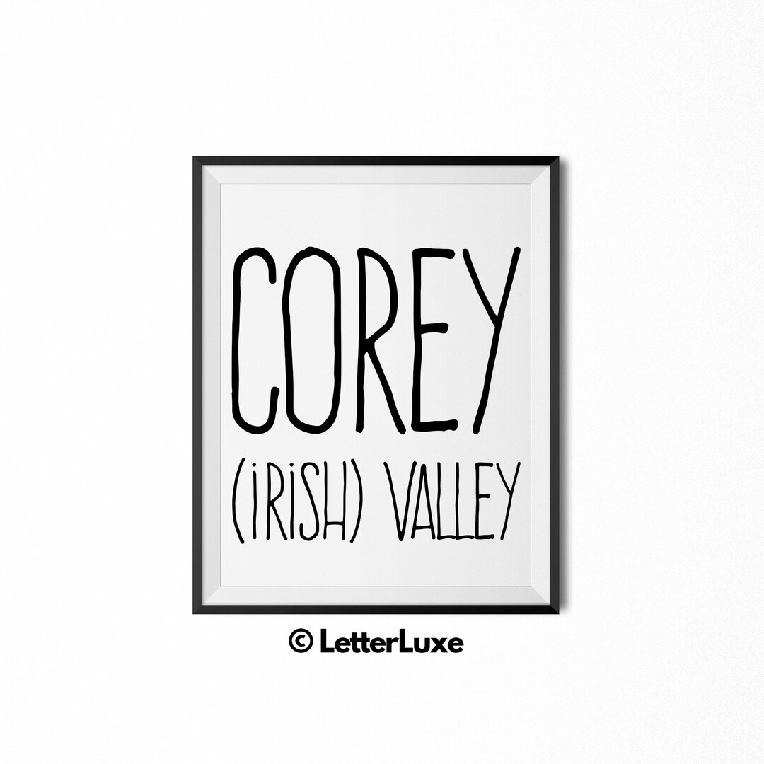 Corey Name Meaning Art, Corey Gift, Printable Baby Shower Gift, Nursery ...