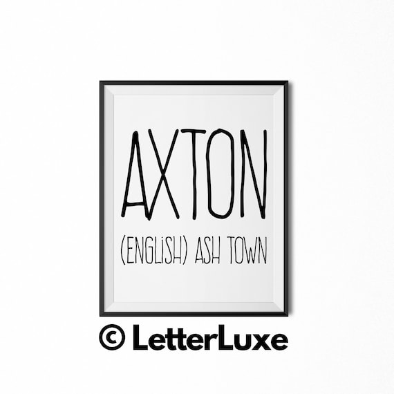Axton Name Meaning Art Axton Gift Printable Baby Shower | Etsy