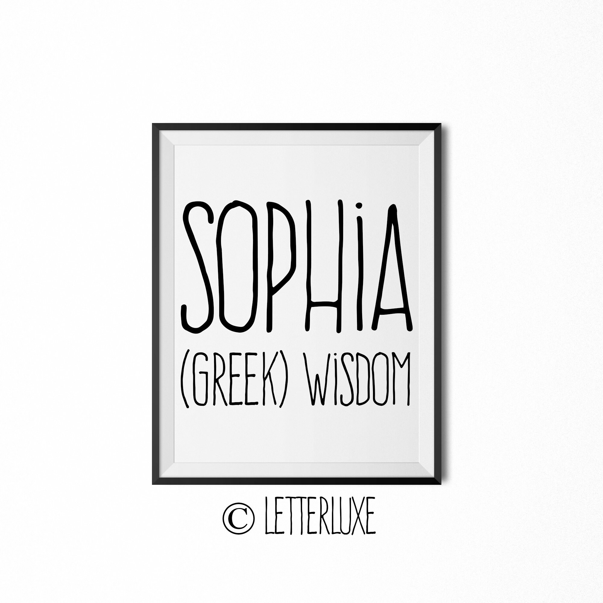Sophia Name Meaning Art, Sophia Gift, Printable Baby Shower Gift ...