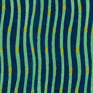 Japanese Edo Era Woodblock Textile Print – Vintage Green and Blue Wave ...