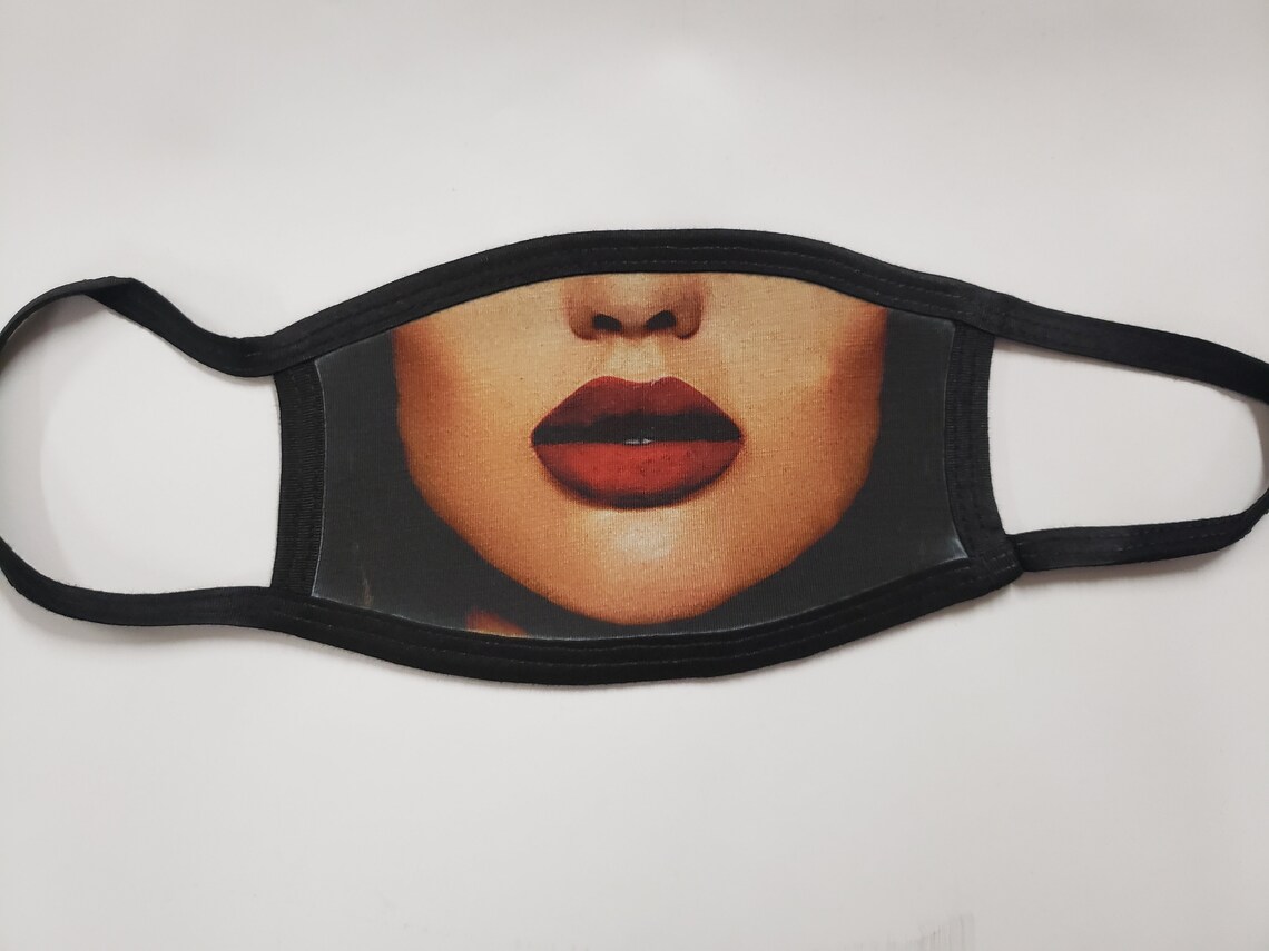 Bronze/latina Sexy Red Lips Face Mask - Etsy
