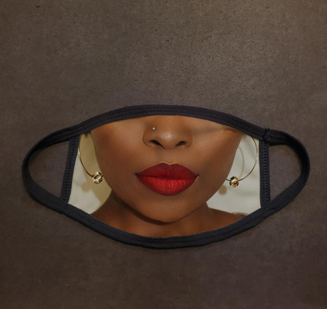 Caramel/african American Sexy Red Lips Face Mask - Etsy