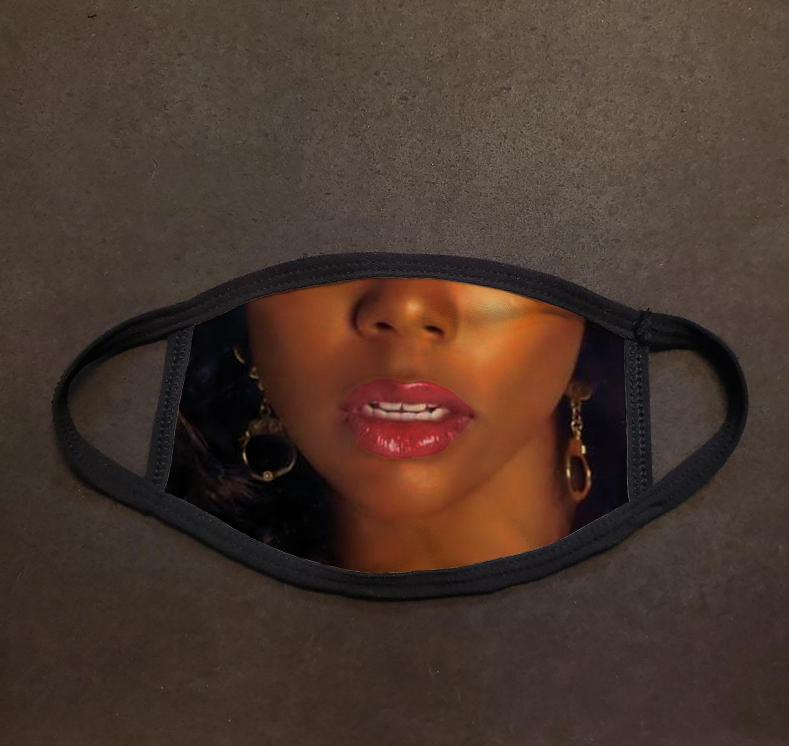 Mocha/african American Sexy Red Lips Face Mask - Etsy