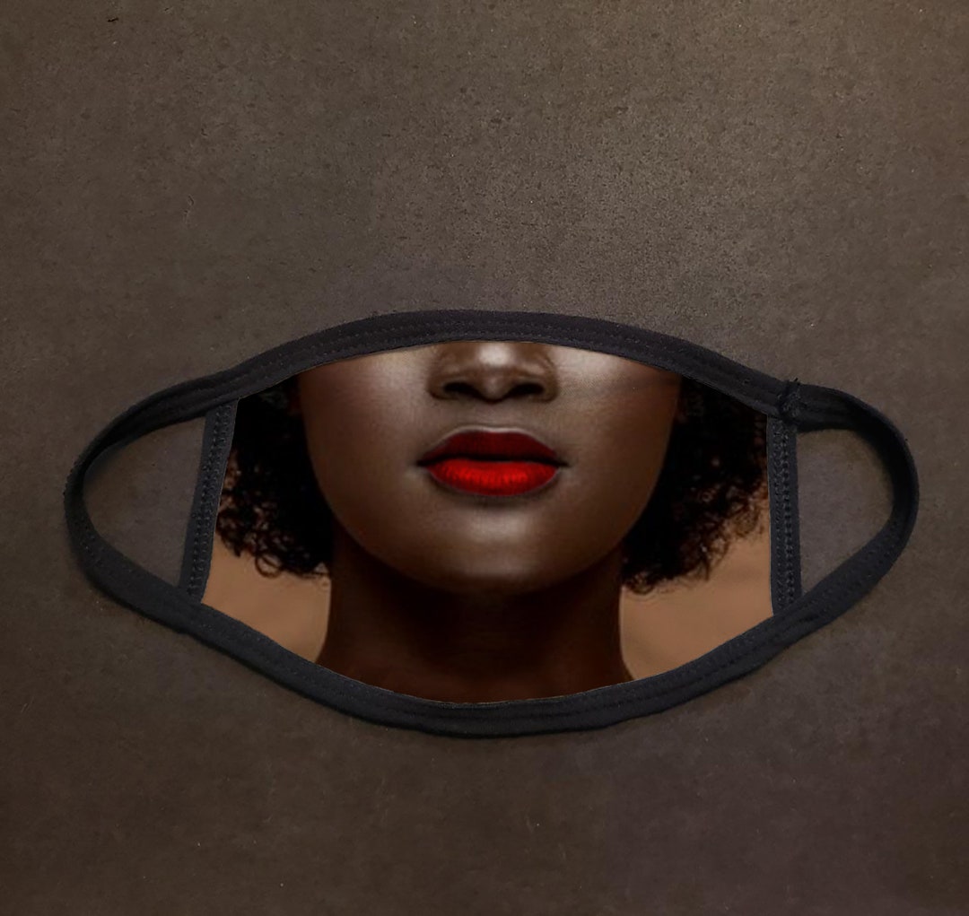 Ebony/african American Sexy Red Lips Face Mask - Etsy