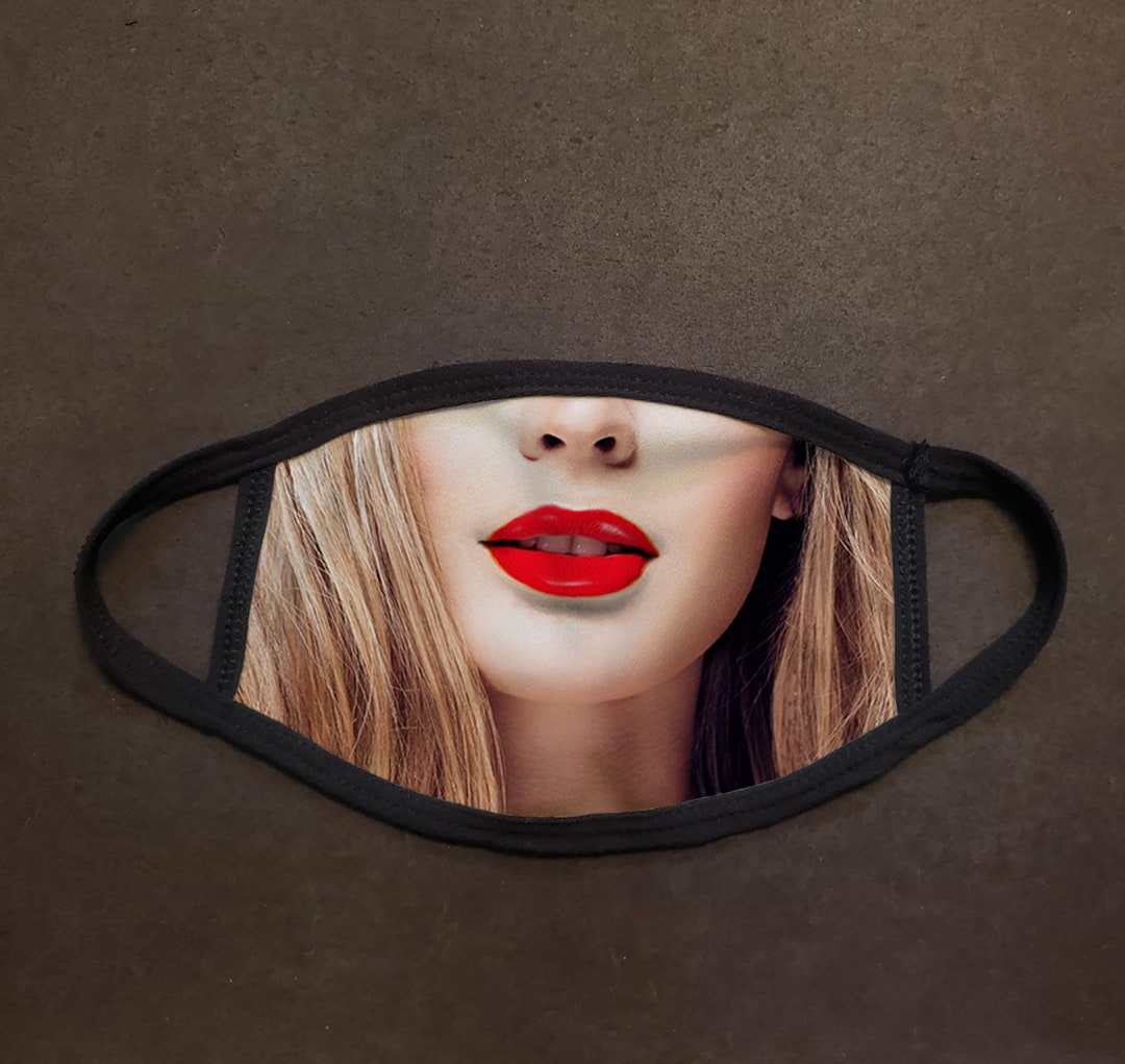Blonde Sexy Red Lips Face Mask - Etsy