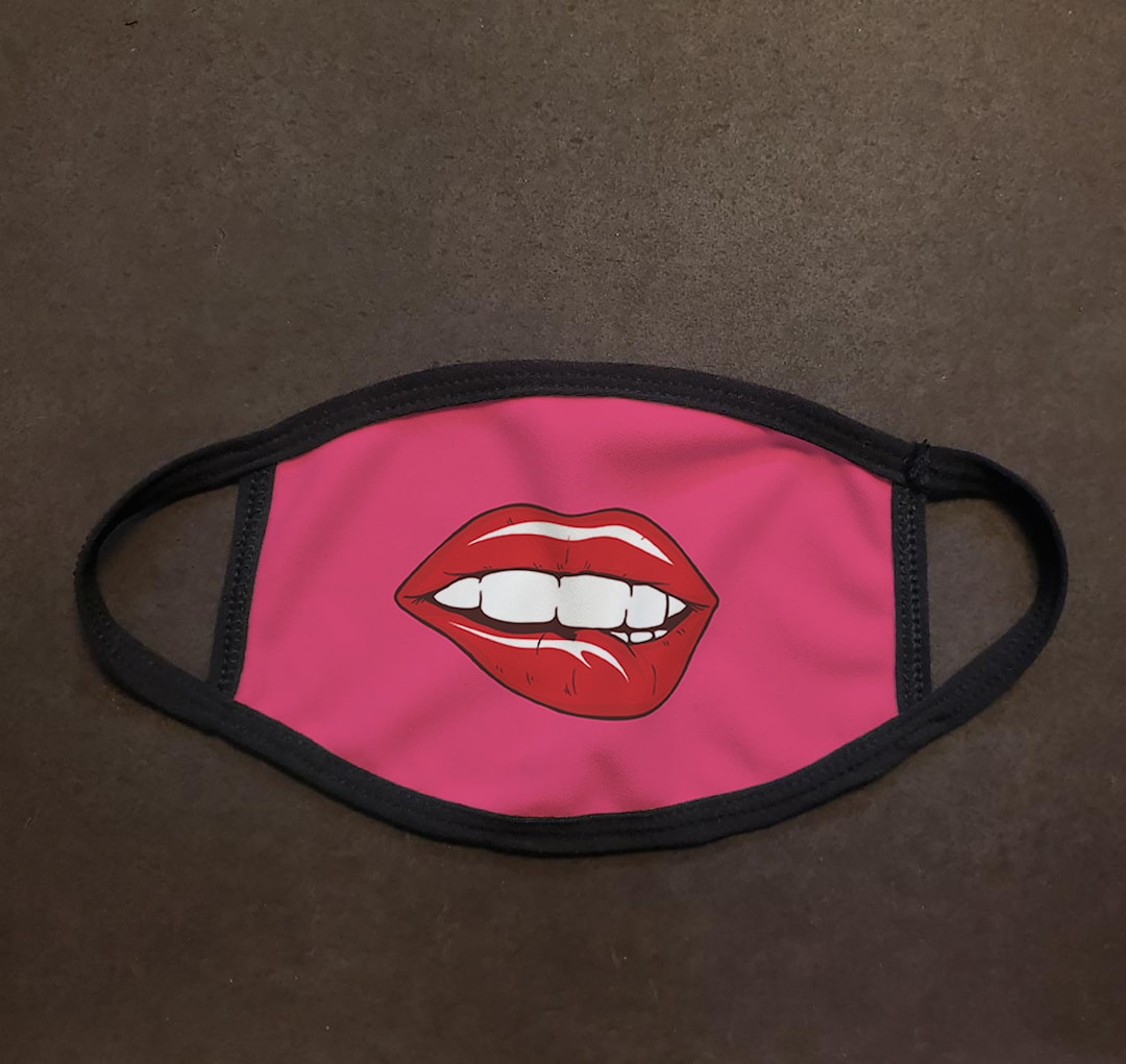 Cartoon Sexy Smile Biting Lip Face Mask - Etsy