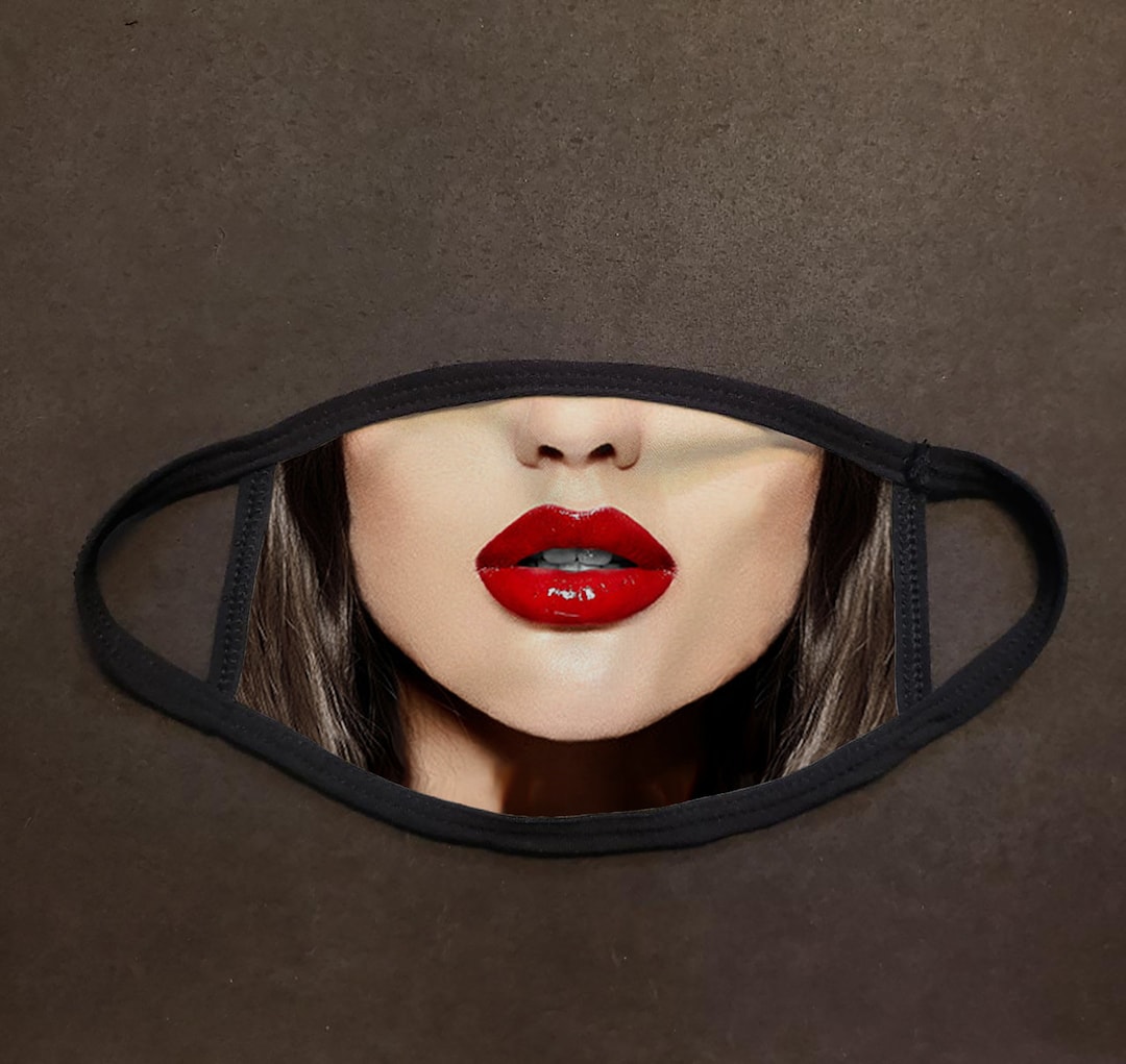 Creamy/caucasian Sexy Red Lips Face Mask - Etsy