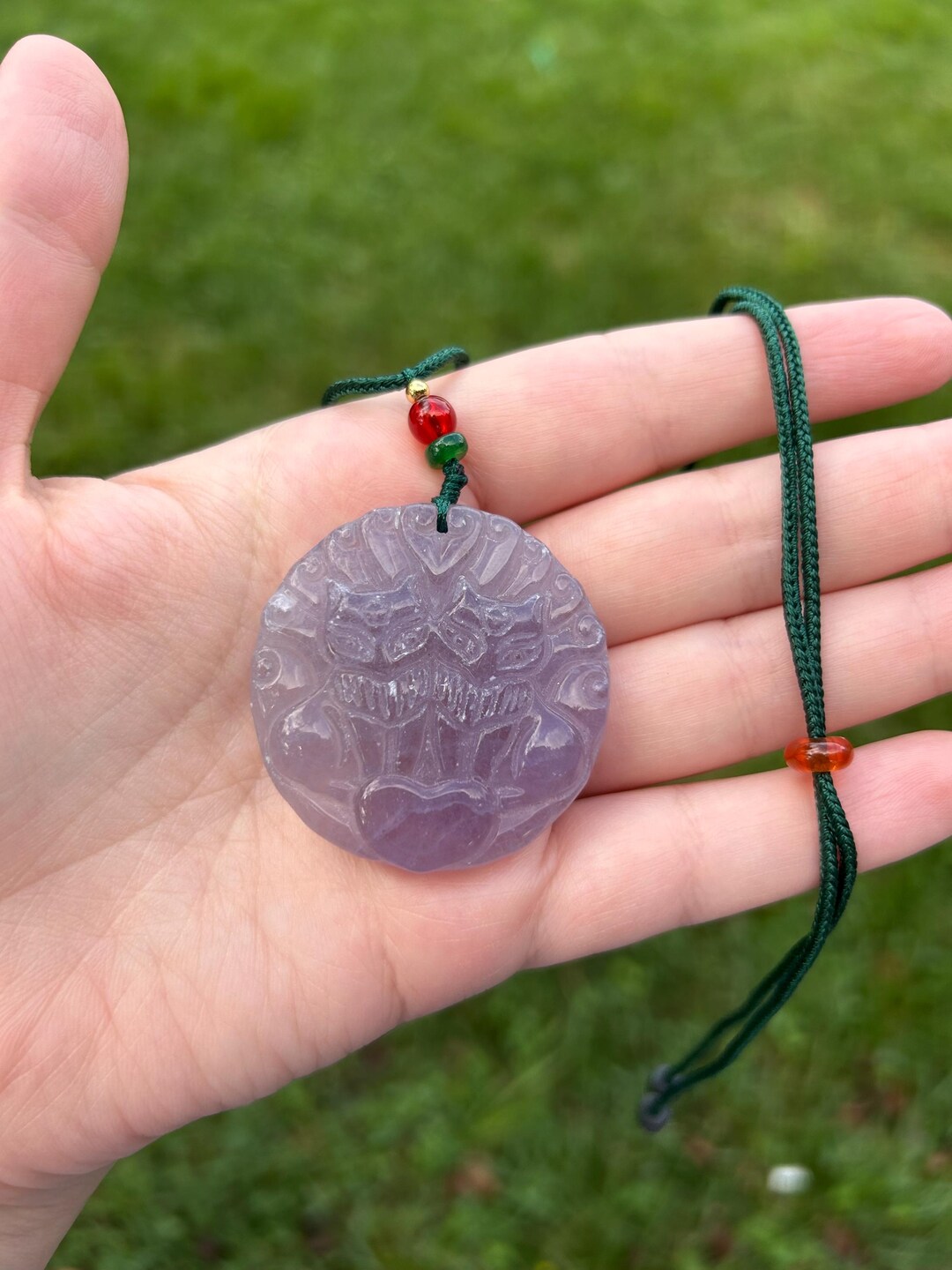 Amethyst Crystal Nine Tail Fox Pendant Necklace: Adjustable Rope Cord ...