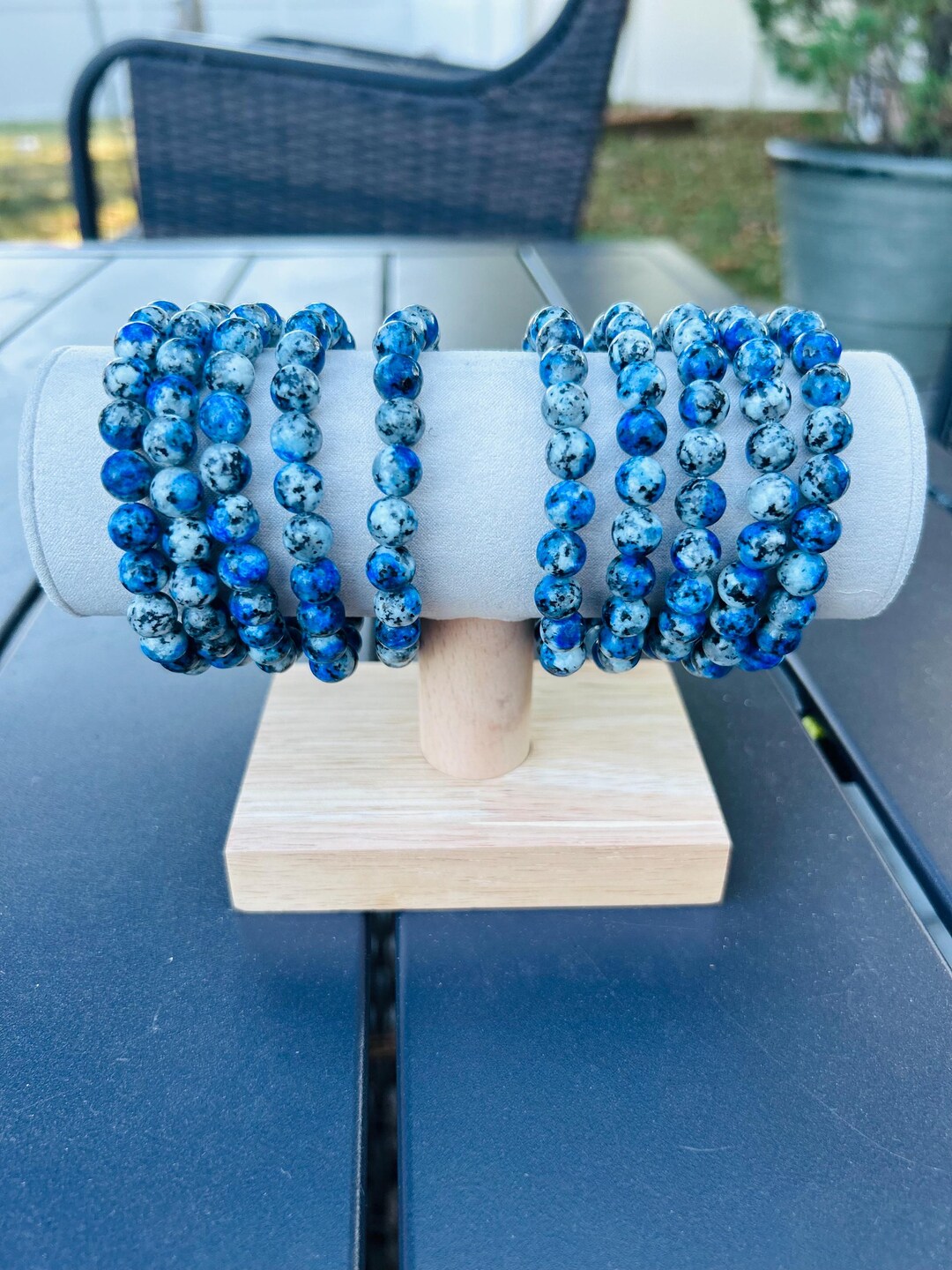 Enhanced Dyed K2 Crystal Round Beaded Bracelet, Stretch Gemstone ...