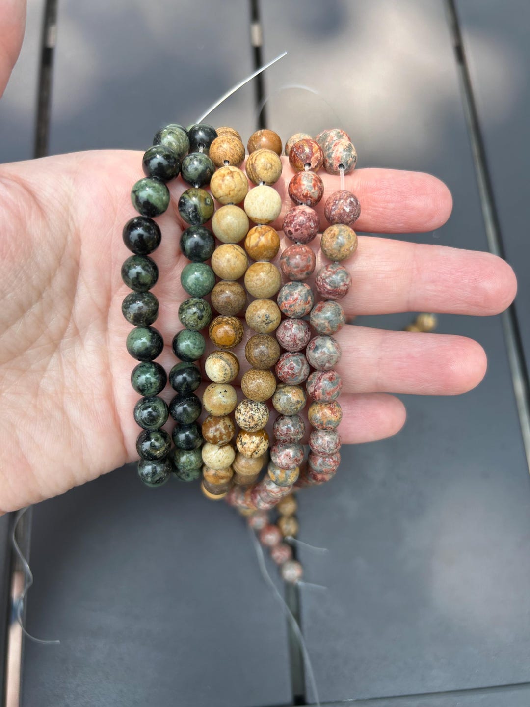 Jasper Crystal Beaded Strand: Red Leopard, Kambaba or Picture - DIY ...