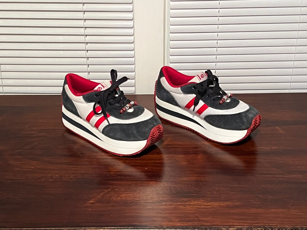 L.e.i. Lei Platform Sneakers Red White & Blue Size 10 - Etsy