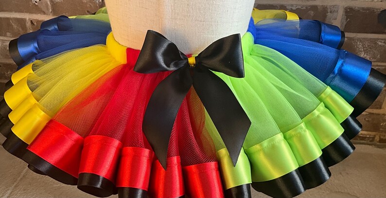 Uno-inspired Rainbow Tutu Skirt With Black Satin Bow – High Quality ...