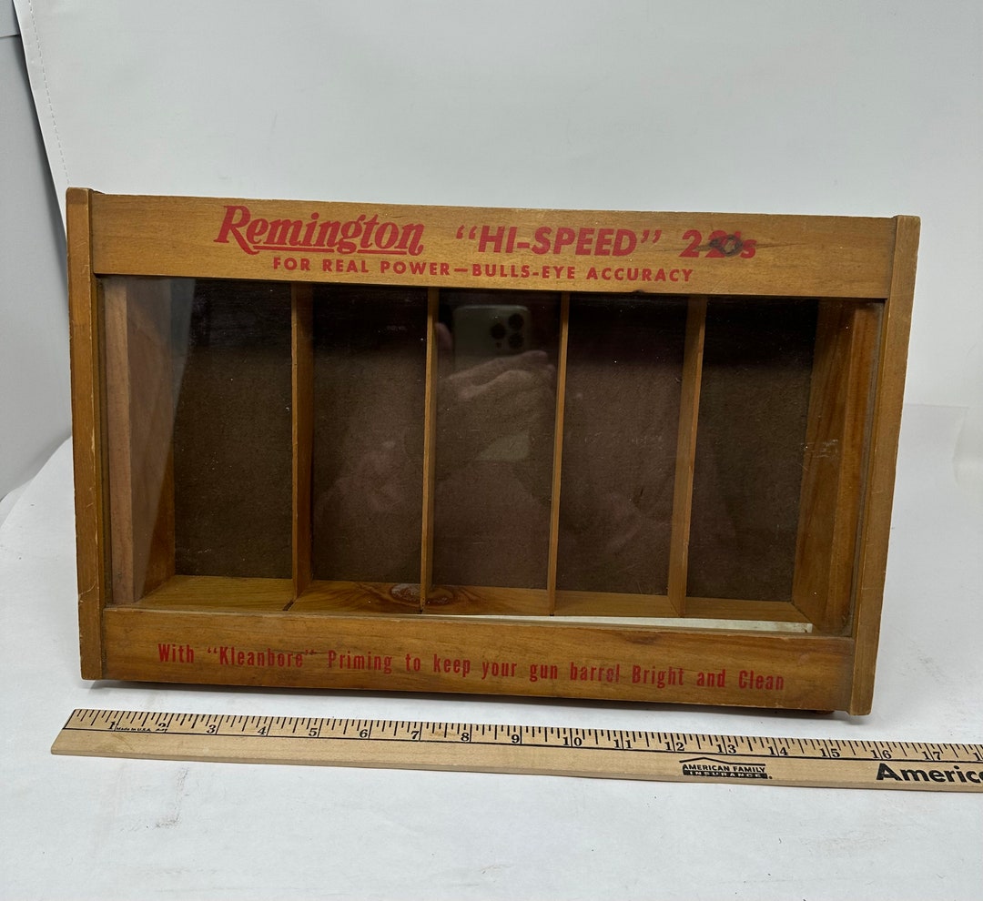 Vintage Wood and Glass Remington high Speed 22's Store Counter Display ...