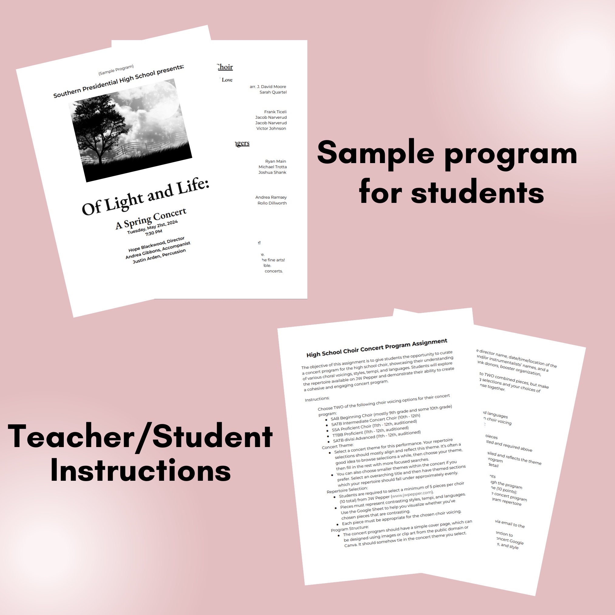 No Prep Concert Program Project/choir Sub Plan High School Chorus Music ...