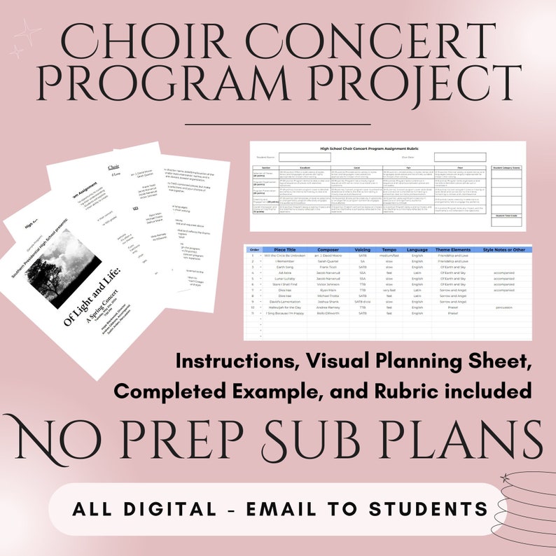 No Prep Concert Program Project/choir Sub Plan High School Chorus Music ...