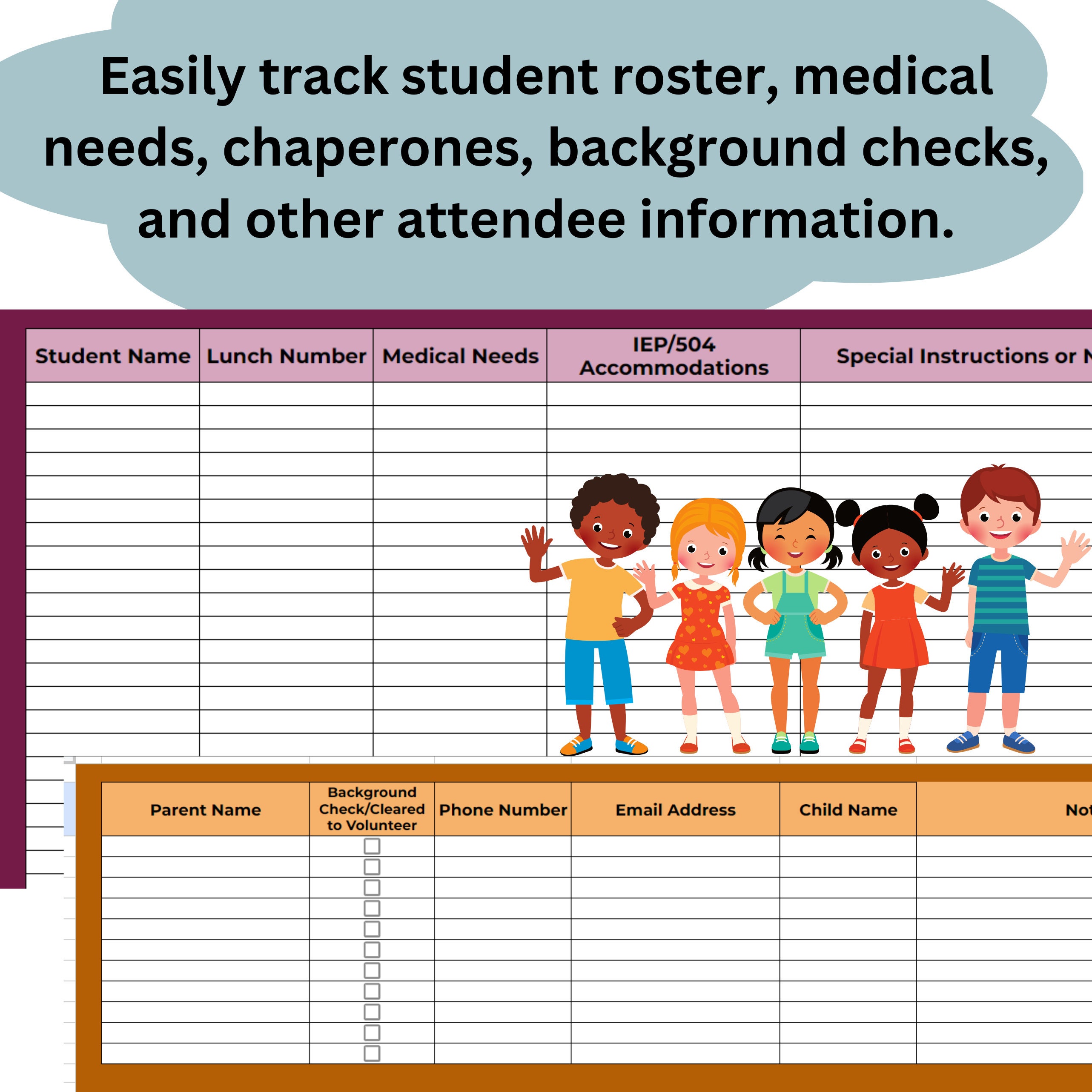 Teacher Pre-trip and Day-of Field Trip Info Tracker and Planner Google ...
