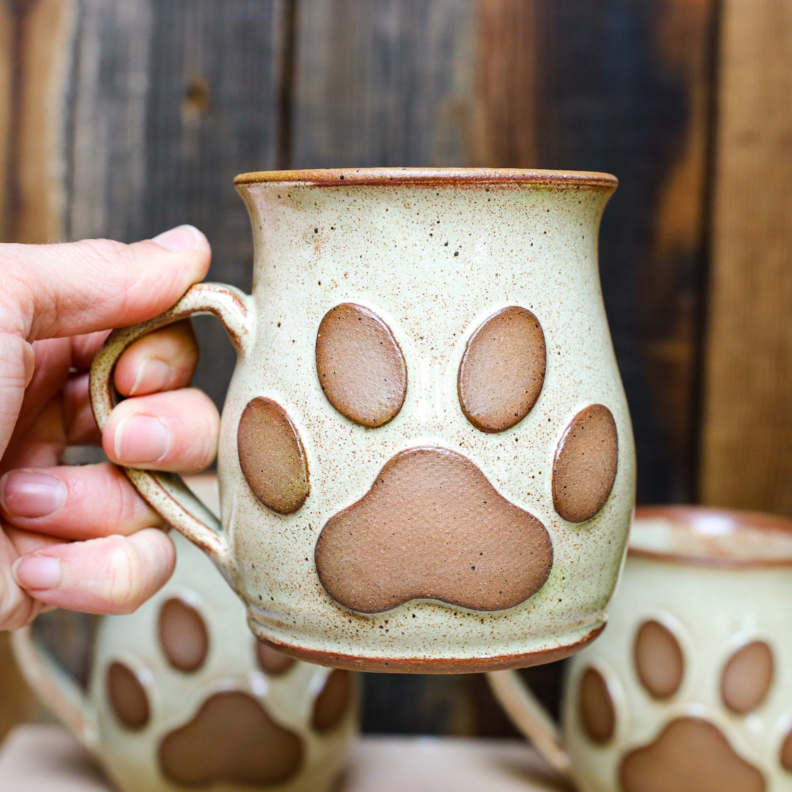 Paw Print Mug Rustic Mug Handmade Pottery Gift for Dog - Etsy