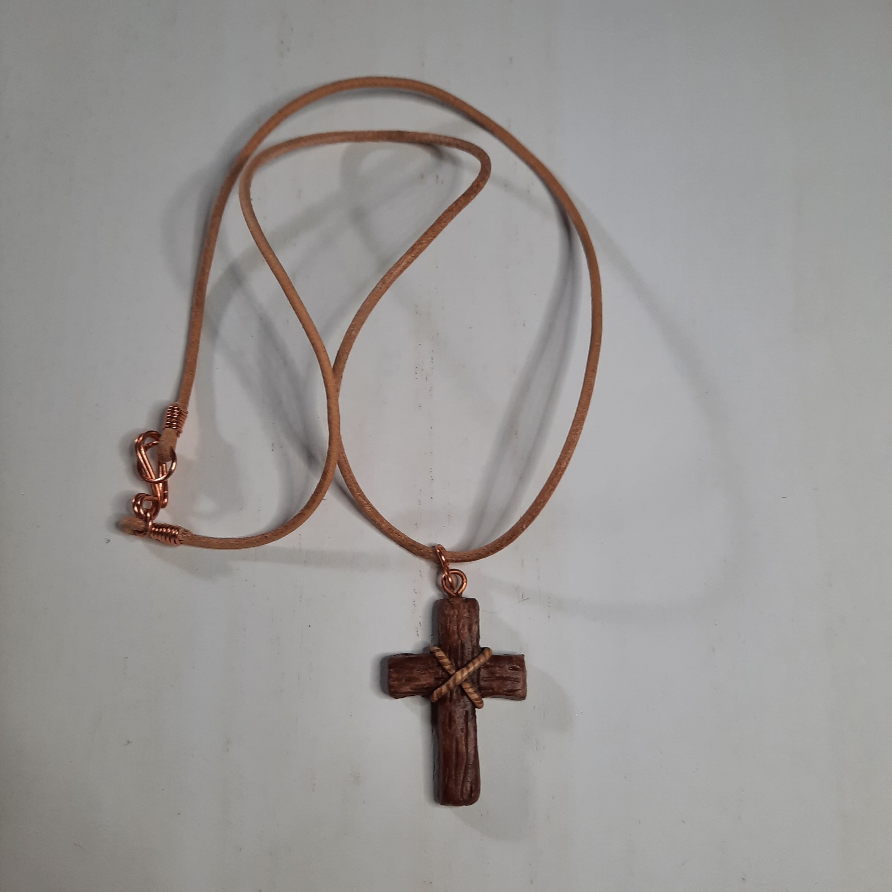 Old Rugged Cross Leather Cord Copper Findings - Etsy