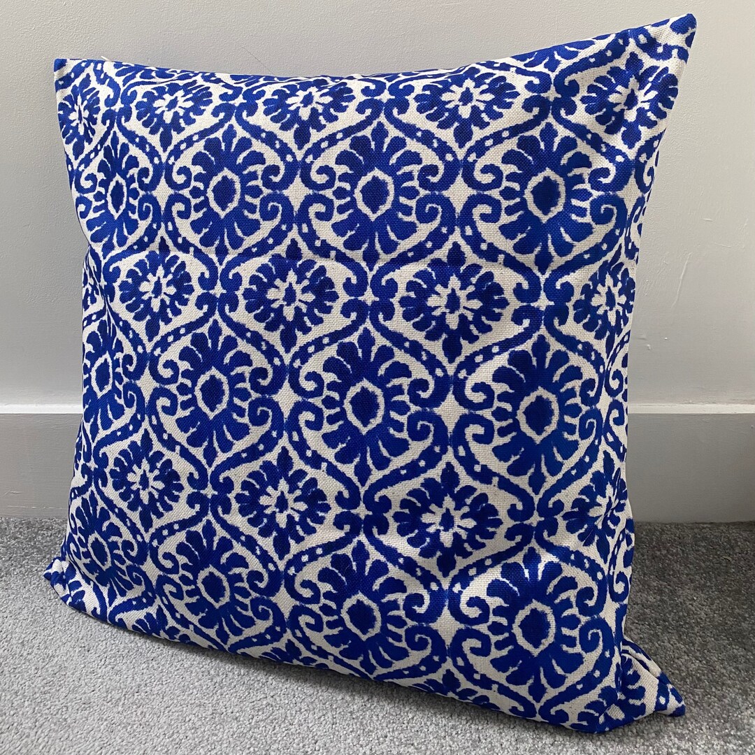 Bright Blue Ikat Cushion Cover 24 X 24 60x60cm - Etsy